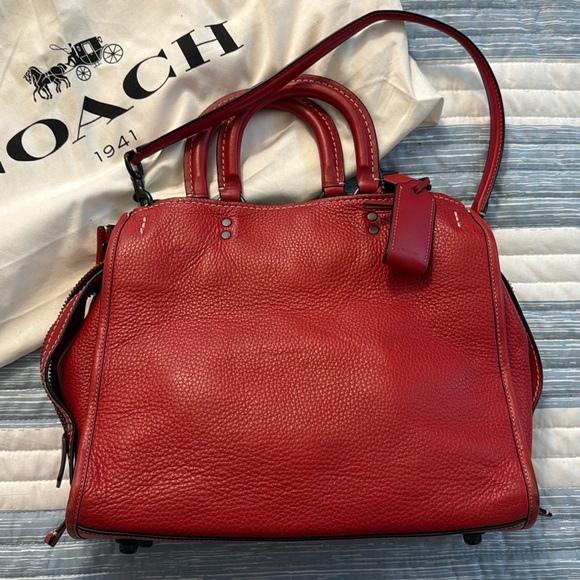 Coach | Bags | Coach Rogue Red Pebble Leather Coach Rogue 3 In 1941 Red ...